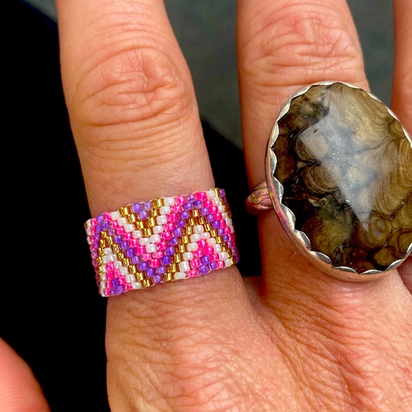 Handmade | Jewelry | Gorgeous Hand Beaded Ring From Bali Size 11 | Poshmark